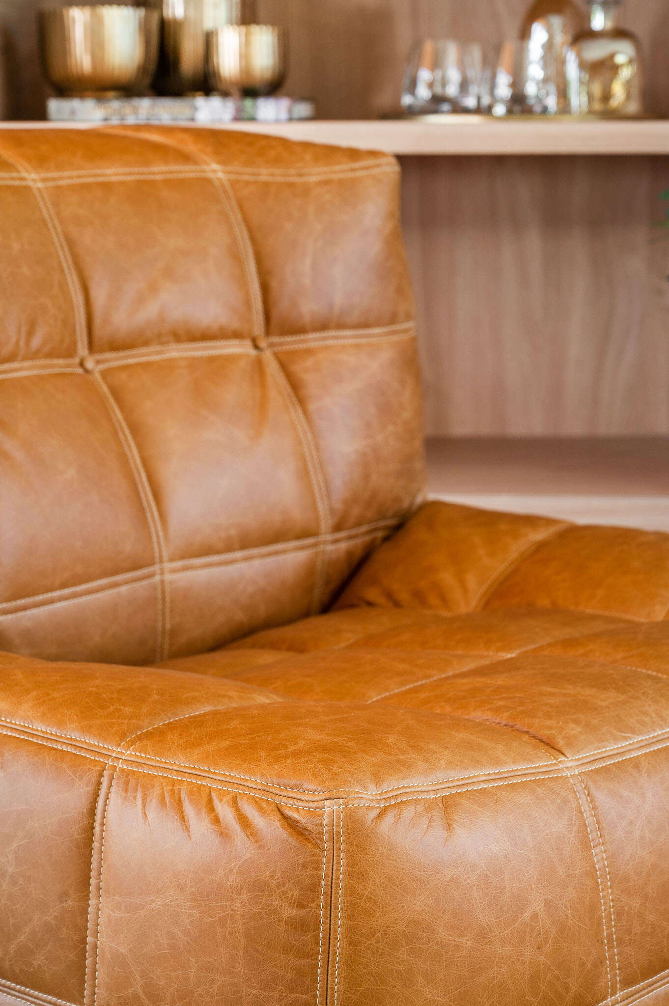 BUTACA COLUMBIA - CUERO ITALIANO CARAMELO